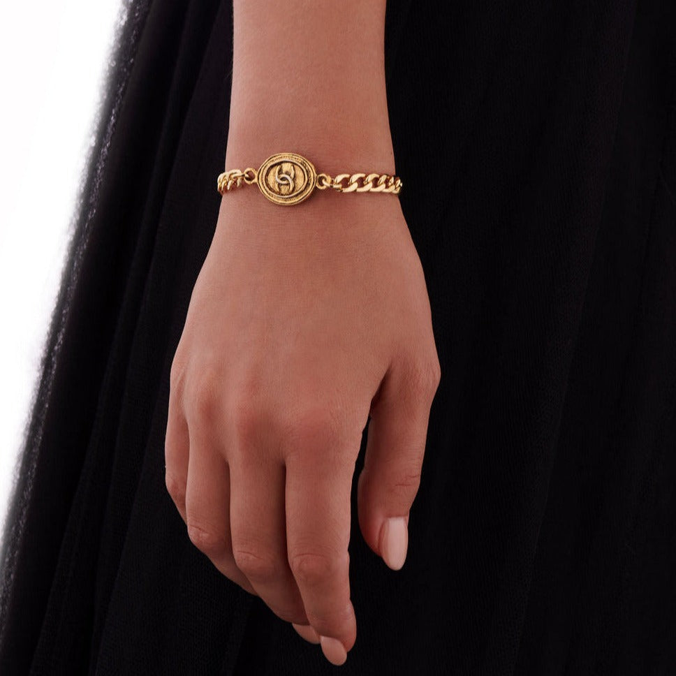 Gold Rustic Medallion Cuban Bracelet